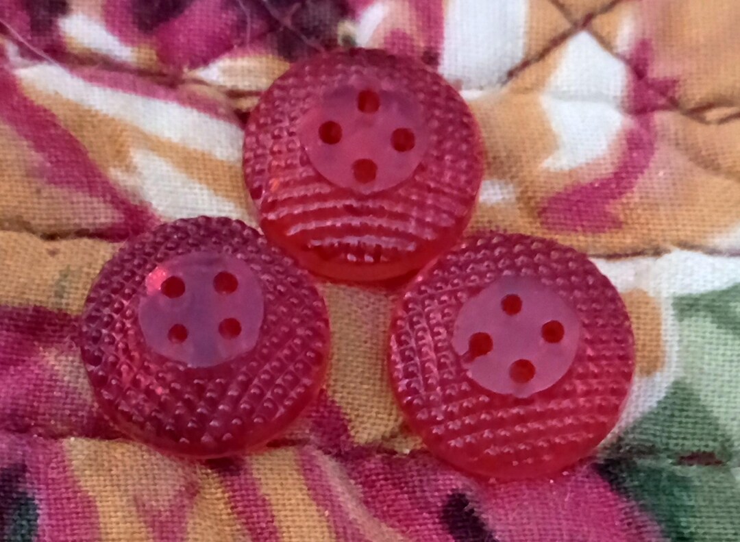 Antique Red Glass Buttons Lot of 3 - Etsy
