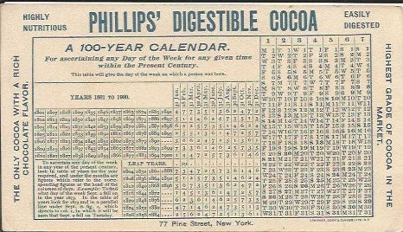 Antique Phillips Digestible Cocoa Trade Card - Etsy