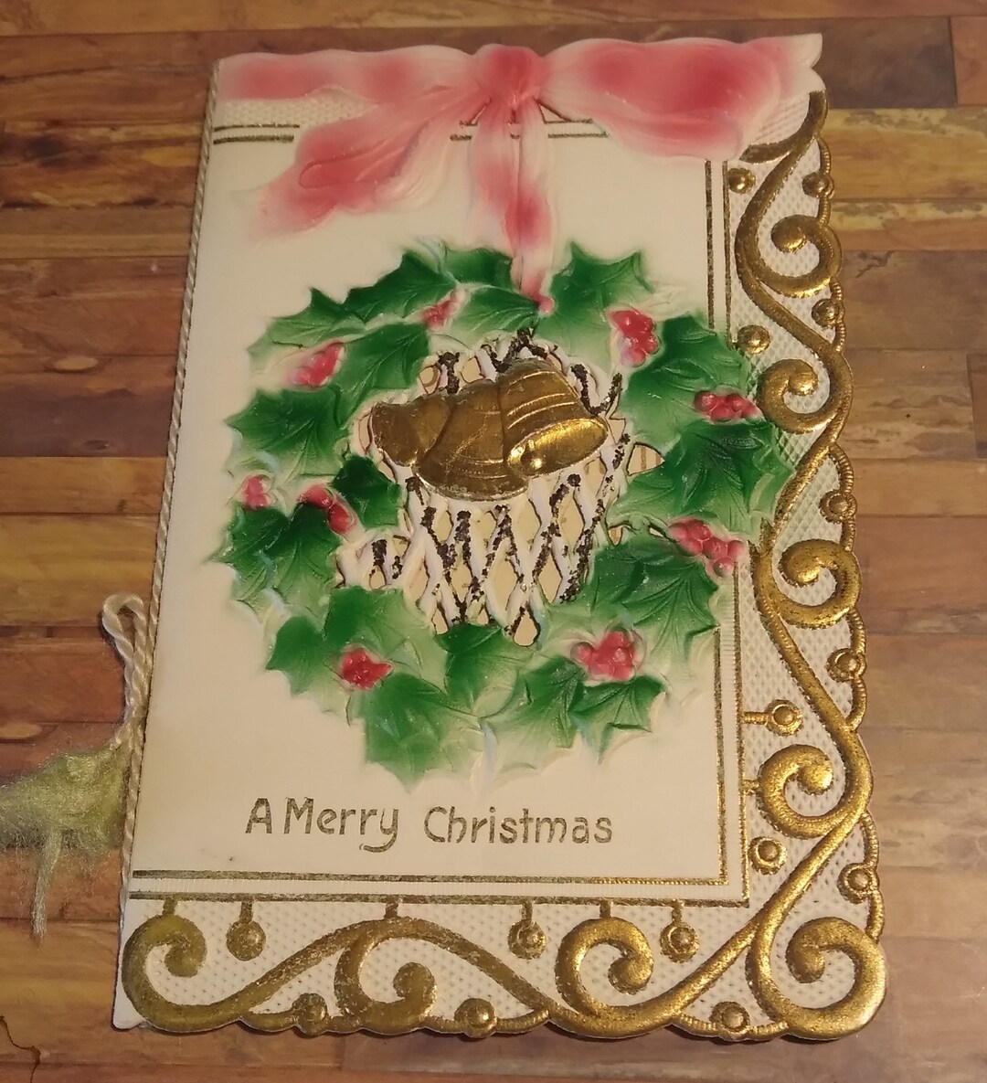 Antique Embossed Christmas Card Bells and Holly Made in Germany - Etsy
