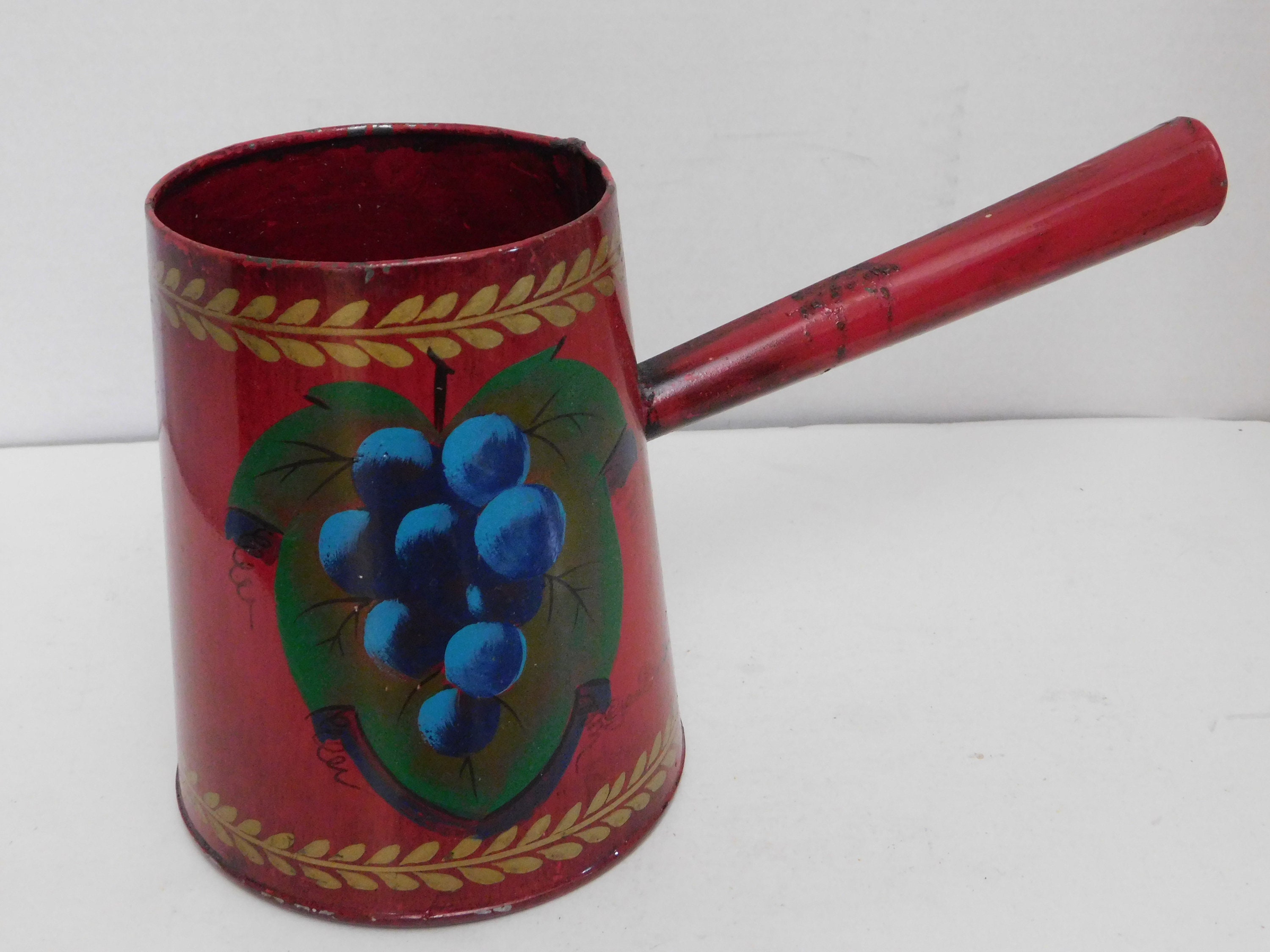 Antique Primitive Tole Painted Tin Dipper Signed by Artist | Etsy