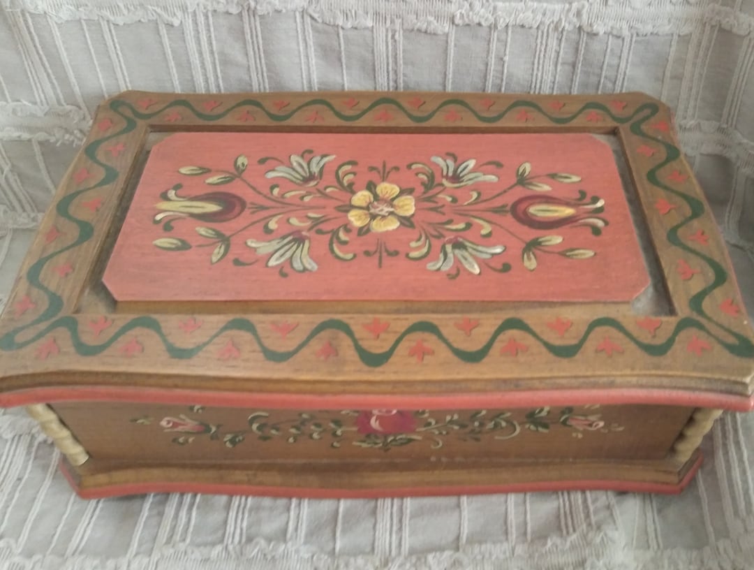 Vintage Anri Wood Jewelry Chest Music Box Painted - Etsy