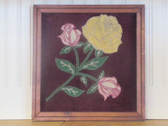 1950's String Art Rose Rose String Art Picture Rose | Etsy