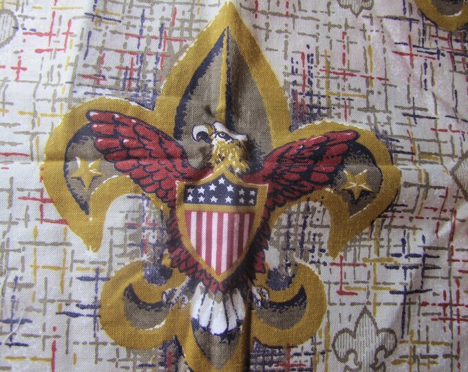 1970s Boy Scout Fabric, Boy Scout, Vintage Fabric, Big Piece of Fabric ...