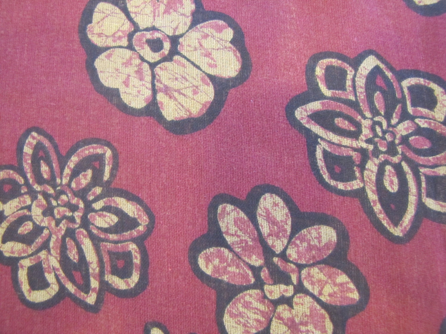 Maroon Batik Style Floral Fabric Maroon Batik Style Floral | Etsy