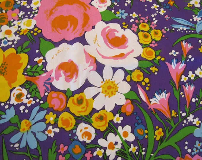 1970's Purple Flower Power Fabric, 1960's,1970's Flower Power, Flower ...