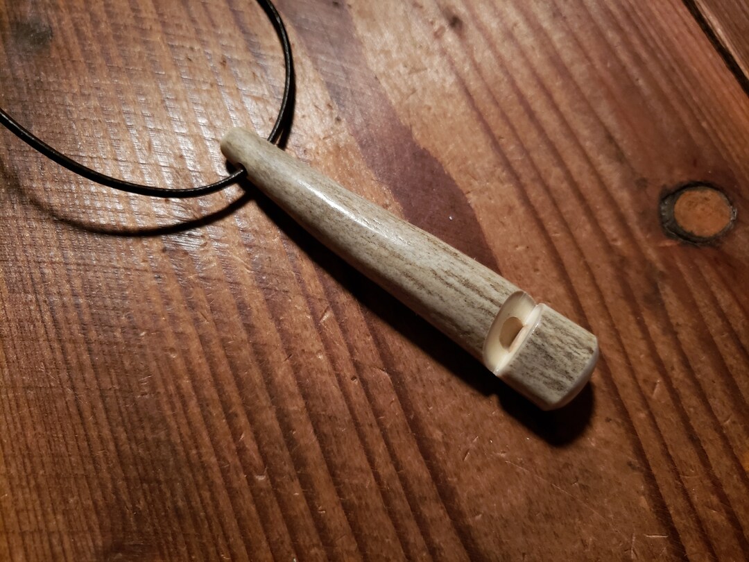 Deer Antler Whistle W/ Leather Lanyard Bird Dog Horse Training Falconer ...