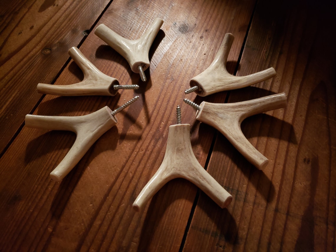 Antler Twig Wall Hook, 3" Real Deer Antler, Screw Into Wood, Drywall ...