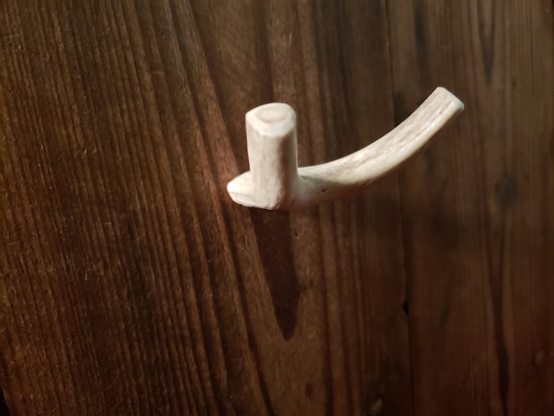 Antler Twig Wall Hook, 3" Real Deer Antler, Screw Into Wood, Drywall ...