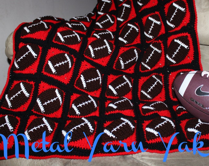 Touchdown Football Crochet Throw - Etsy
