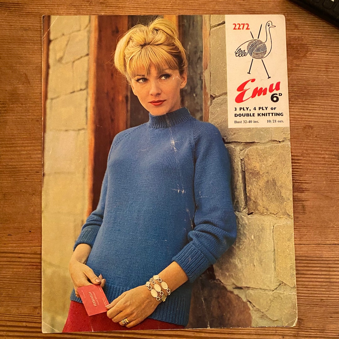 Emu 2272 Vintage Knitting Pattern Crew Neck Jumper Sweater - Etsy
