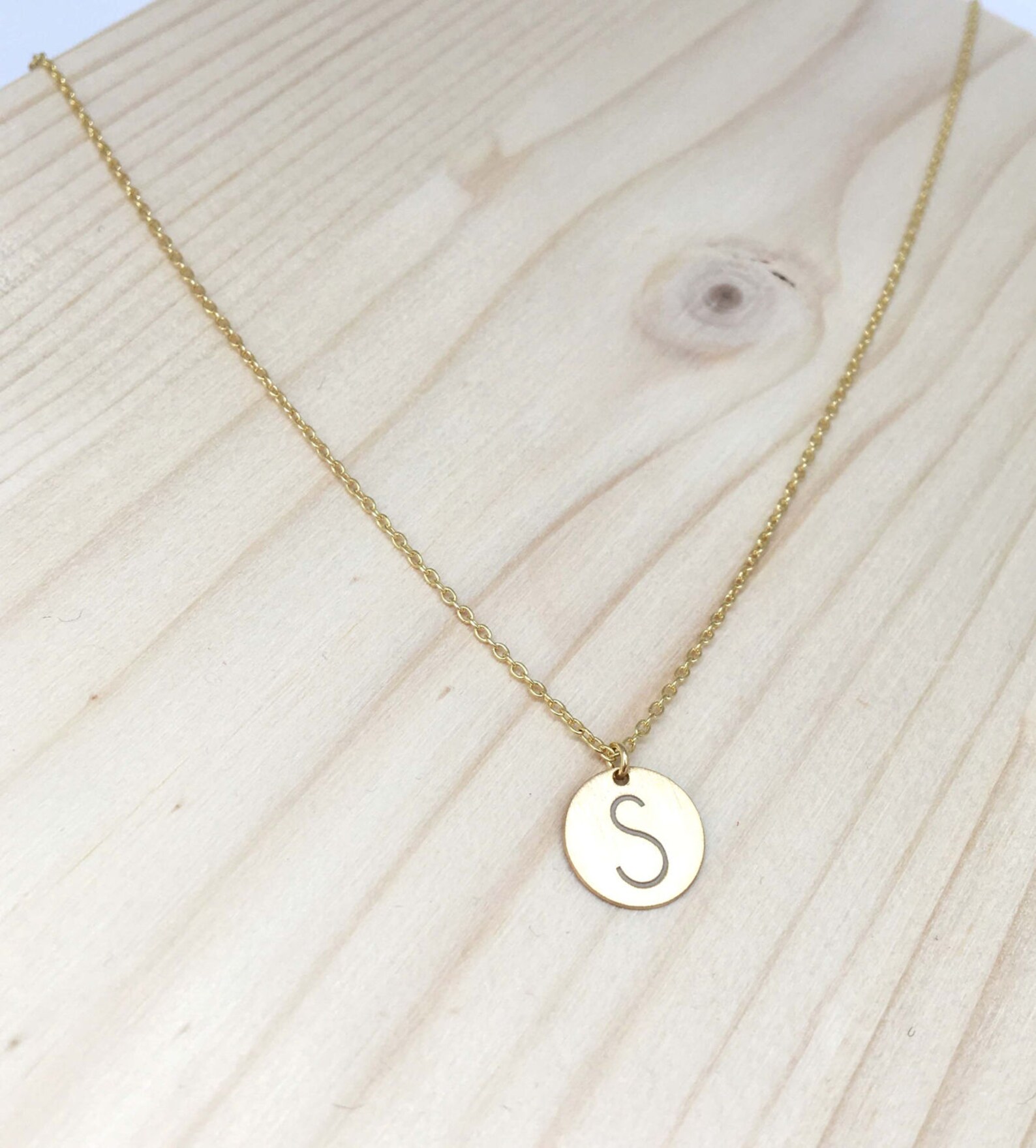 Gold Letter Disc Necklace Alphabet Necklace Personalized - Etsy