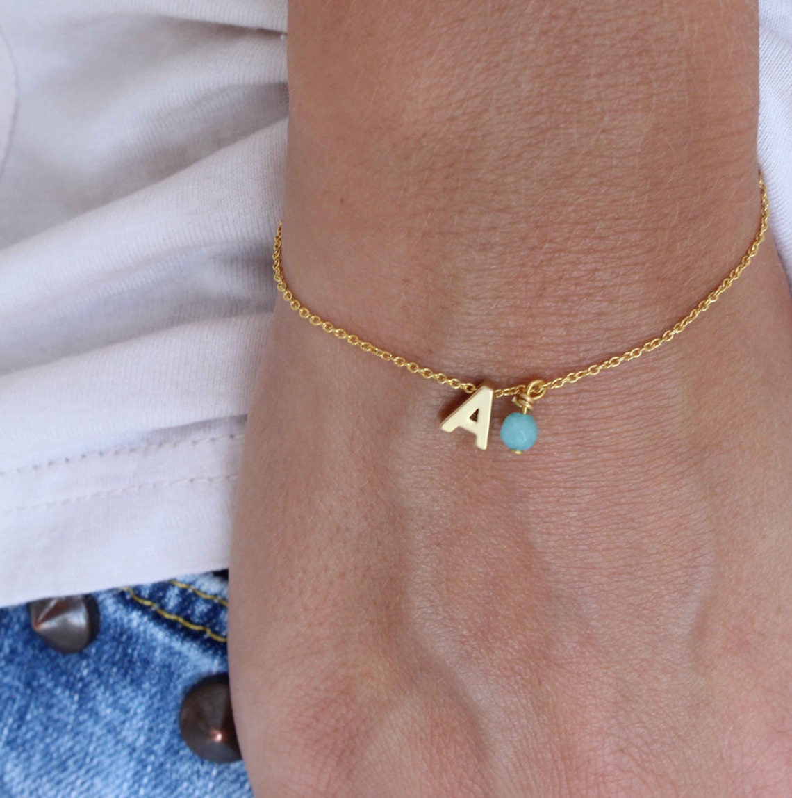Tiny Initial Bracelet Silver Letter Bracelet Monogram | Etsy