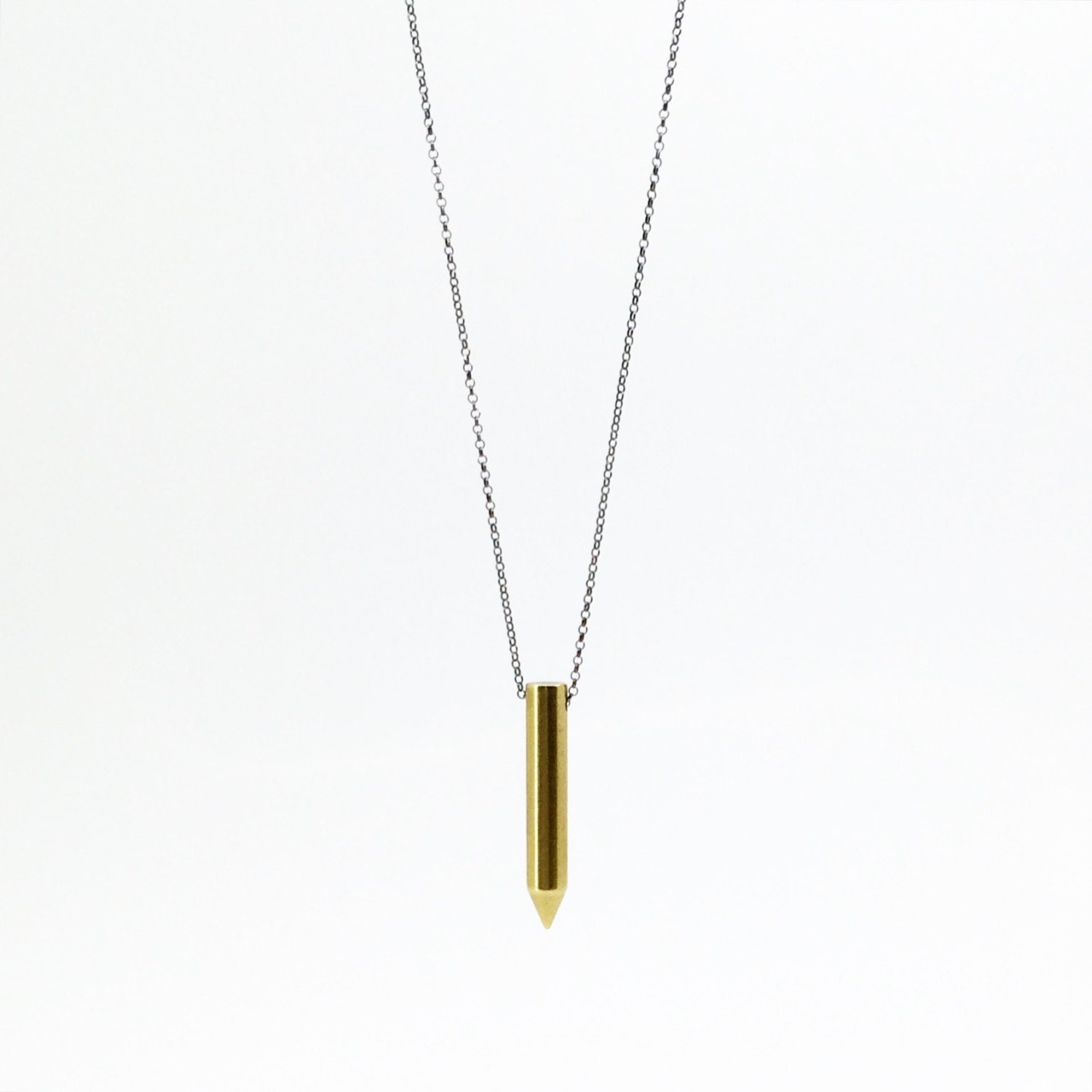 Brass Bullet Necklace. Bullet Sterling Silver Necklace. | Etsy