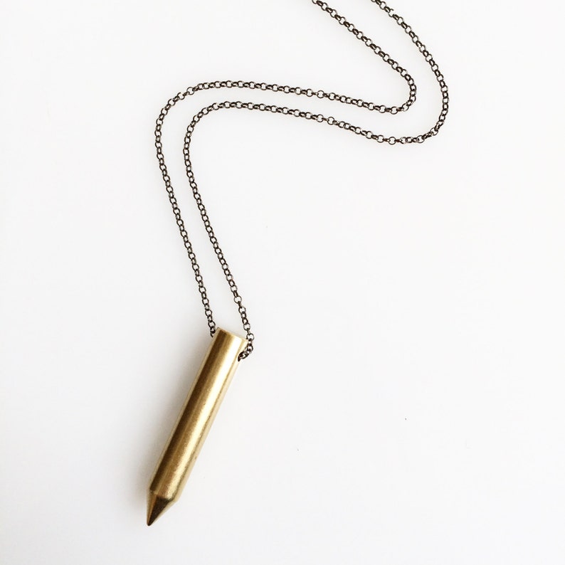Brass Bullet Necklace. Bullet Sterling Silver Necklace. | Etsy