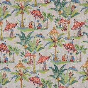 MONKEY PARASOL Drum Lampshade Cheeky Monkey Exotic Linen Fabric ...