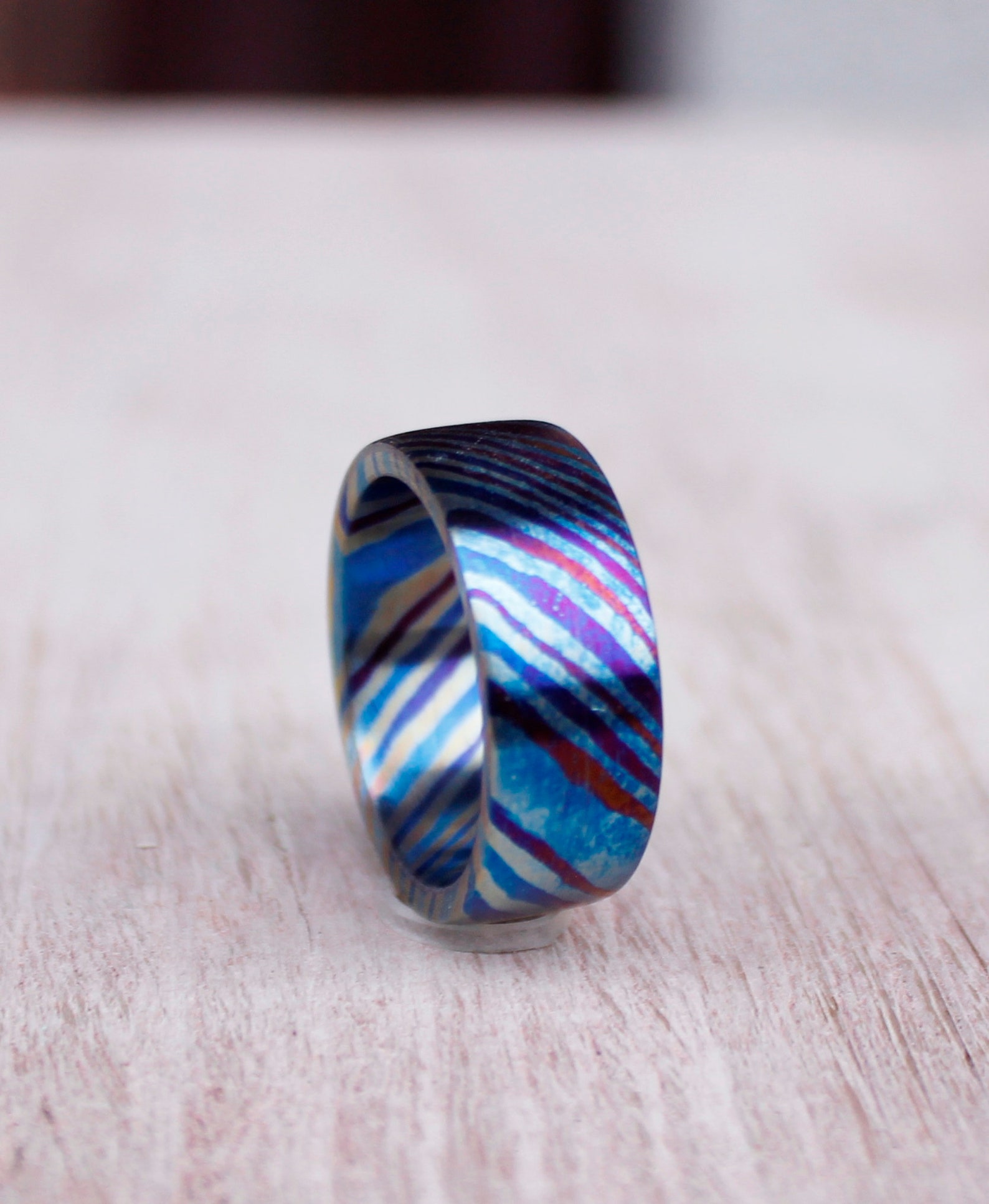 Damascus Mens Ring Rustic Timascus Wedding Band Wedding | Etsy