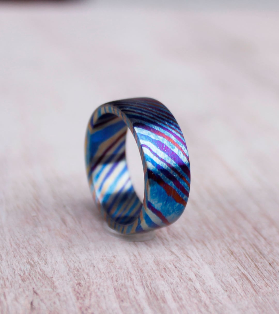 Damascus Mens Ring, Rustic Timascus Wedding Band, Wedding Ring ...