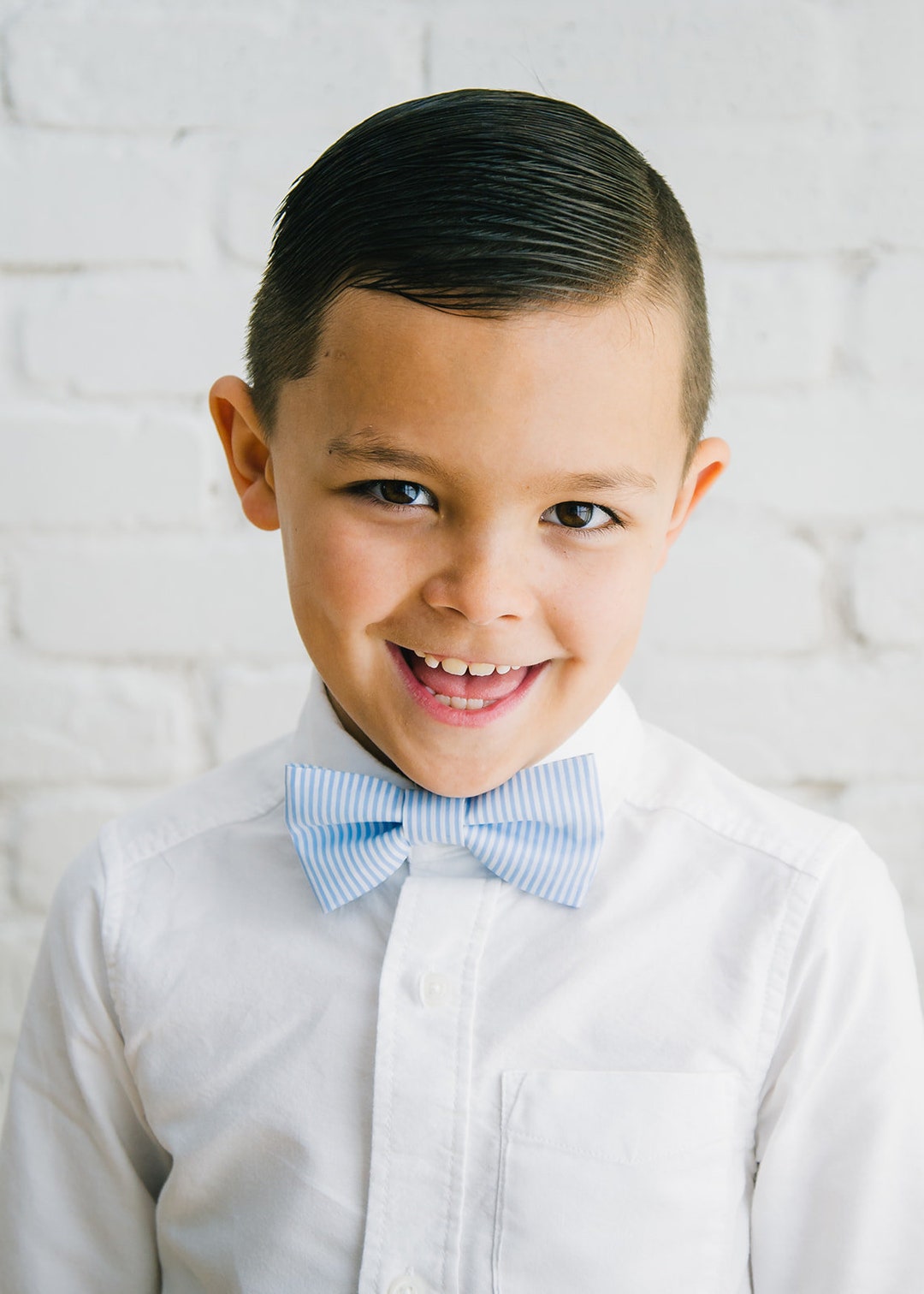 White and Blue Striped Boy's Bow Tie - Etsy