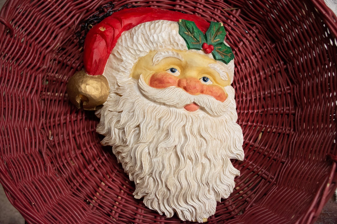 Vintage Midcentury Styrofoam Painted Classic Santa Face Christmas ...