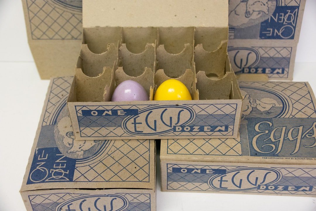 Vintage Egg Cartons Dated 1934 Cardboard Advertising Chicken Eggs ...