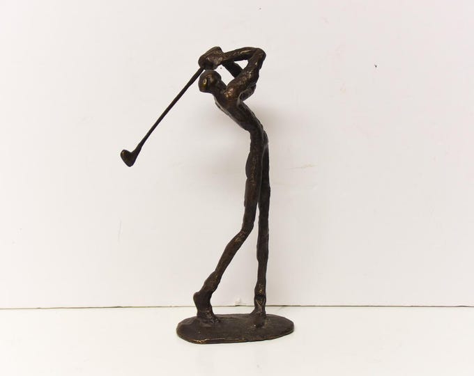 Vintage Golf Statue Sculpture Bronze Artisan Modernist Abstract Swing ...