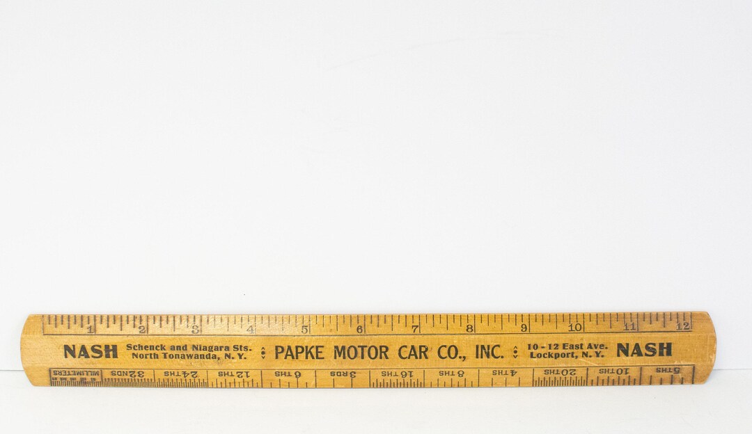 Rare Vintage 12" Wood Advertising Ruler Nash Motor Car Co Lockport NY ...