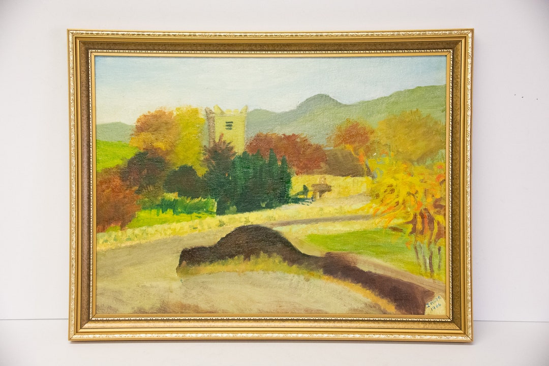 Vintage Oil Painting on Board Impressionist Landscape Titled Troutbeck ...
