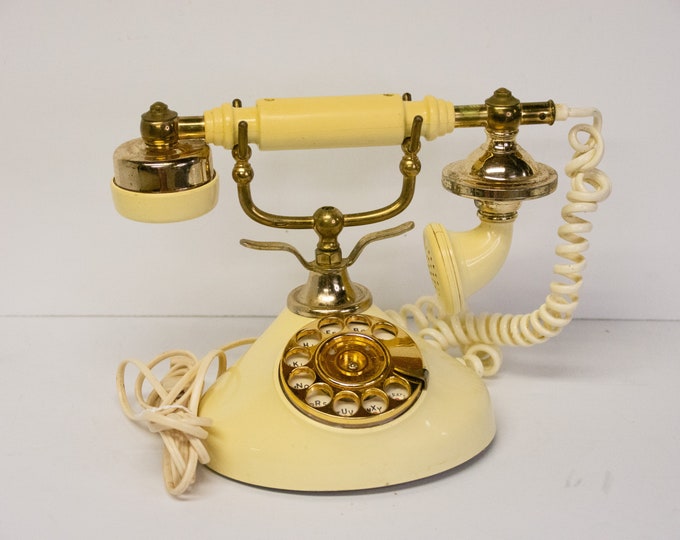 Vintage Rotary Cradle Desktop Telephone Gold Yellow Cottage, French ...