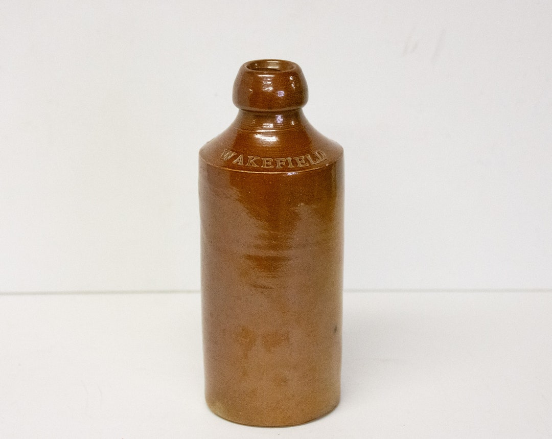 Antique Stoneware Pottery English Ale Jug Bottle Primitive Country ...