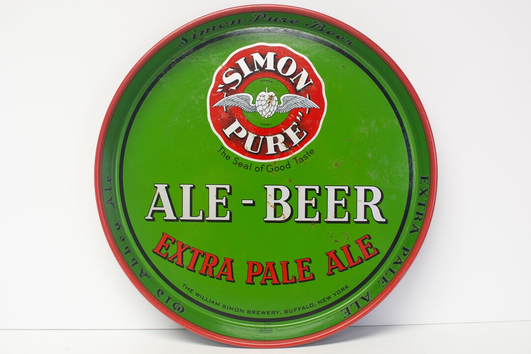 Simon Pure Buffalo NY Beer Tray Vintage Mancave Bar Breweriana Decor ...