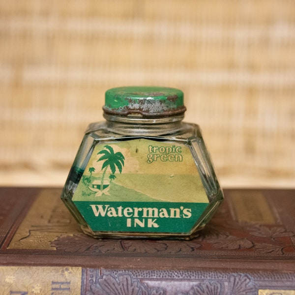 Antique Green Ink Bottle - Etsy