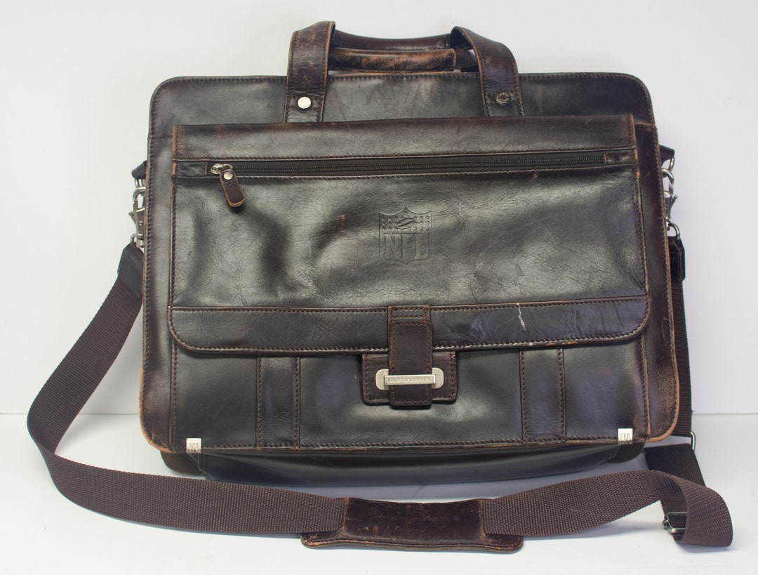 Rare Vintage NFL Logo Embossed Cutter & Buck Leather Shoulder Bag ...