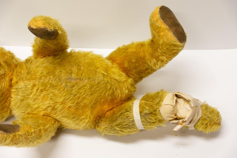 Rare Antique 23" Gold Mohair Humpback Teddy Bear Straw Filled Fully ...
