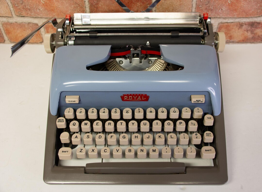 Vintage WORKING Blue Typewriter Royal Futura 800 Manual Portable ...
