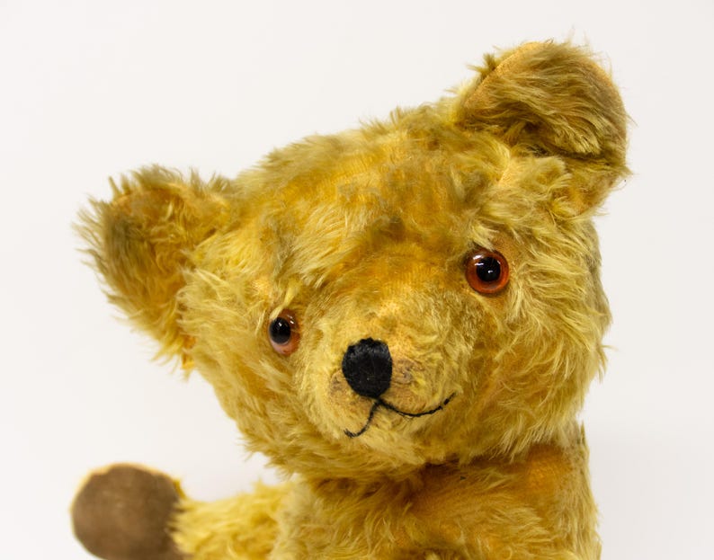 Rare Antique 23" Gold Mohair Humpback Teddy Bear Straw Filled Fully ...