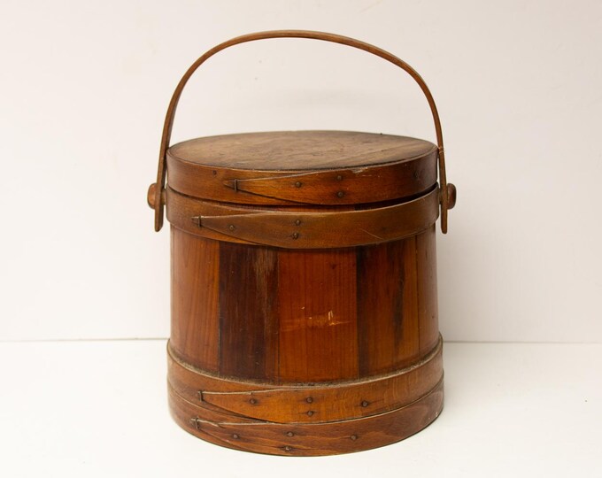 Antique Wooden Sugar Bucket Firkin Copper Tacked Finger Bands - Etsy