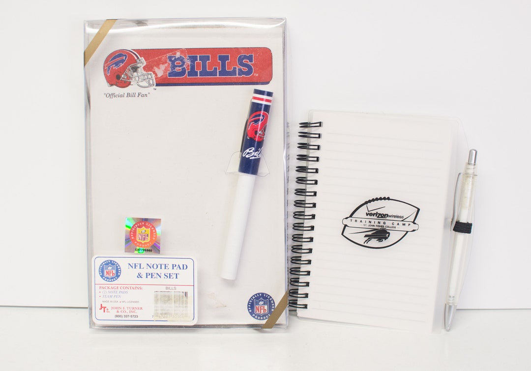 Two Vintage Unused NFL Buffalo Bills Pen and Paper Note Pad Letterhead ...