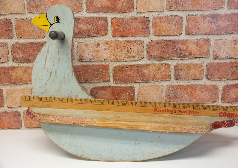 Vintage Painted Wood Child Rocking Horse Duck Folk Art Toy Riding Duck ...