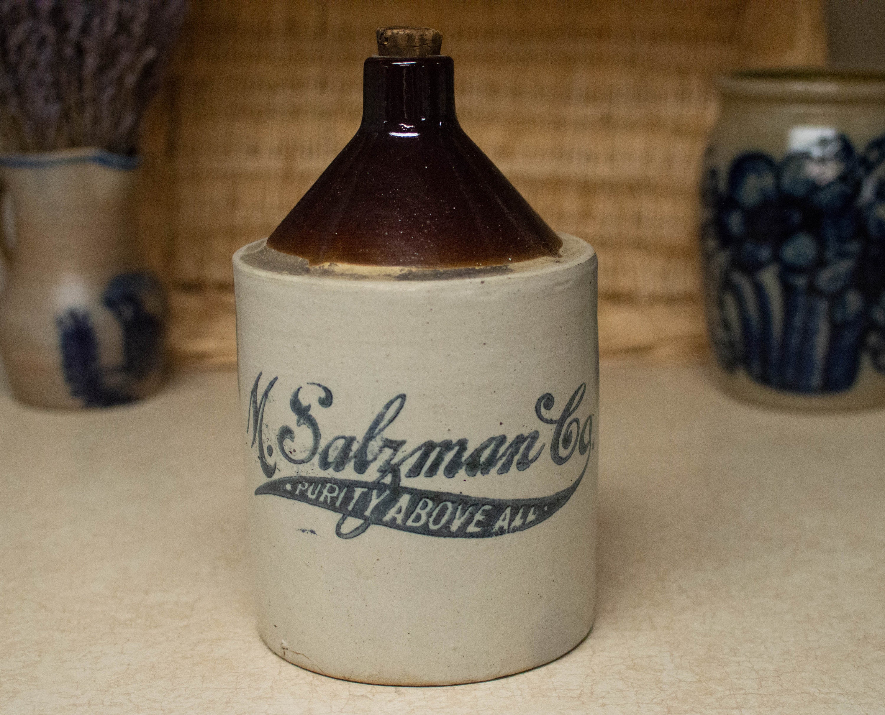 Vintage Stoneware Advertising Jug M. Salzman Co Stoneware | Etsy