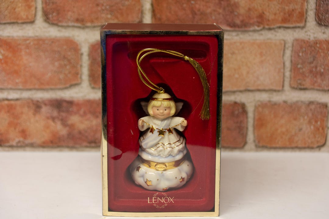 Lenox Child Angel Porcelain Lenox Ring Jewelry Box Christmas Tree ...