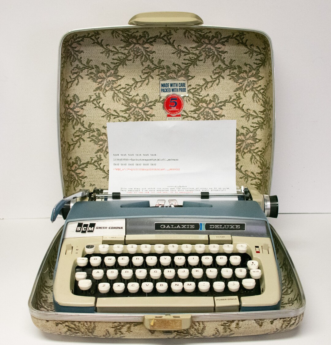 Vintage Working SCM Smith Corona Galaxie Deluxe Portable Typewriter in ...