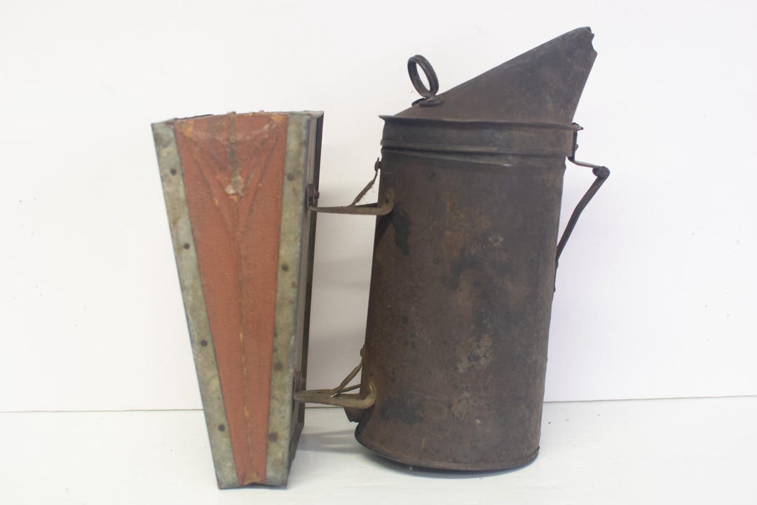 Antique Honey Bee Smoker Tin Fabric Bellows Country Primitive Farm ...