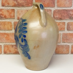 Vintage Stoneware Beaumont Pottery Blue Decorated Stoneware Jug Love Birds Flowers Vintage ...