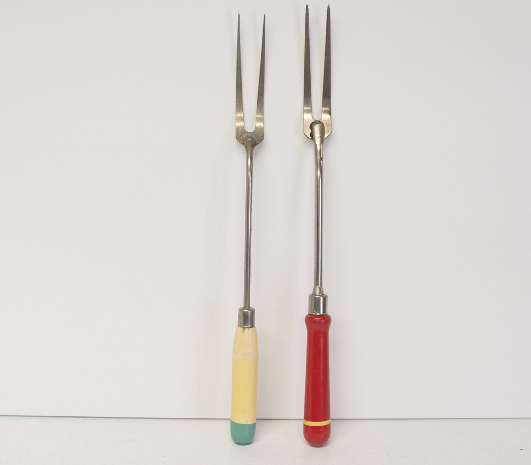 Two Vintage Midcentury Painted Wood Handle Kitchen Barbeque Serving ...