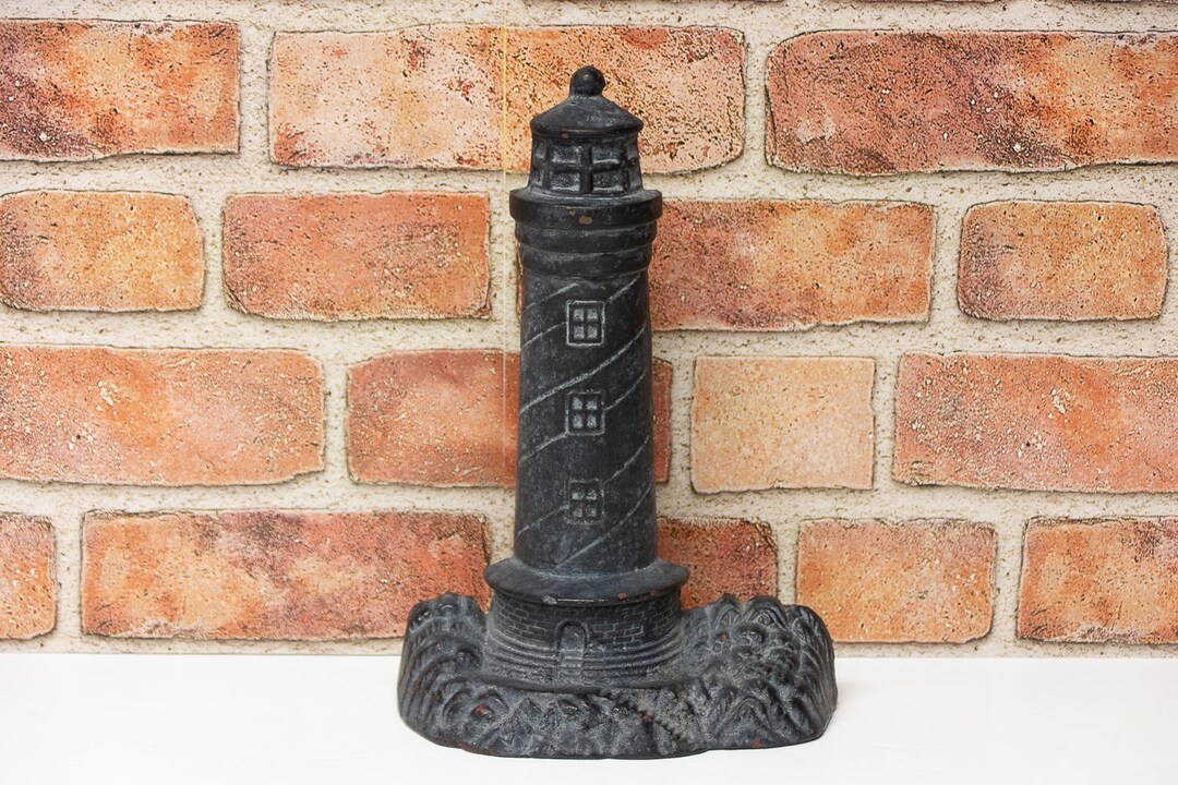 Vintage Figural Lighthouse Cast Iron Doorstop Country Coastal Farmhouse ...