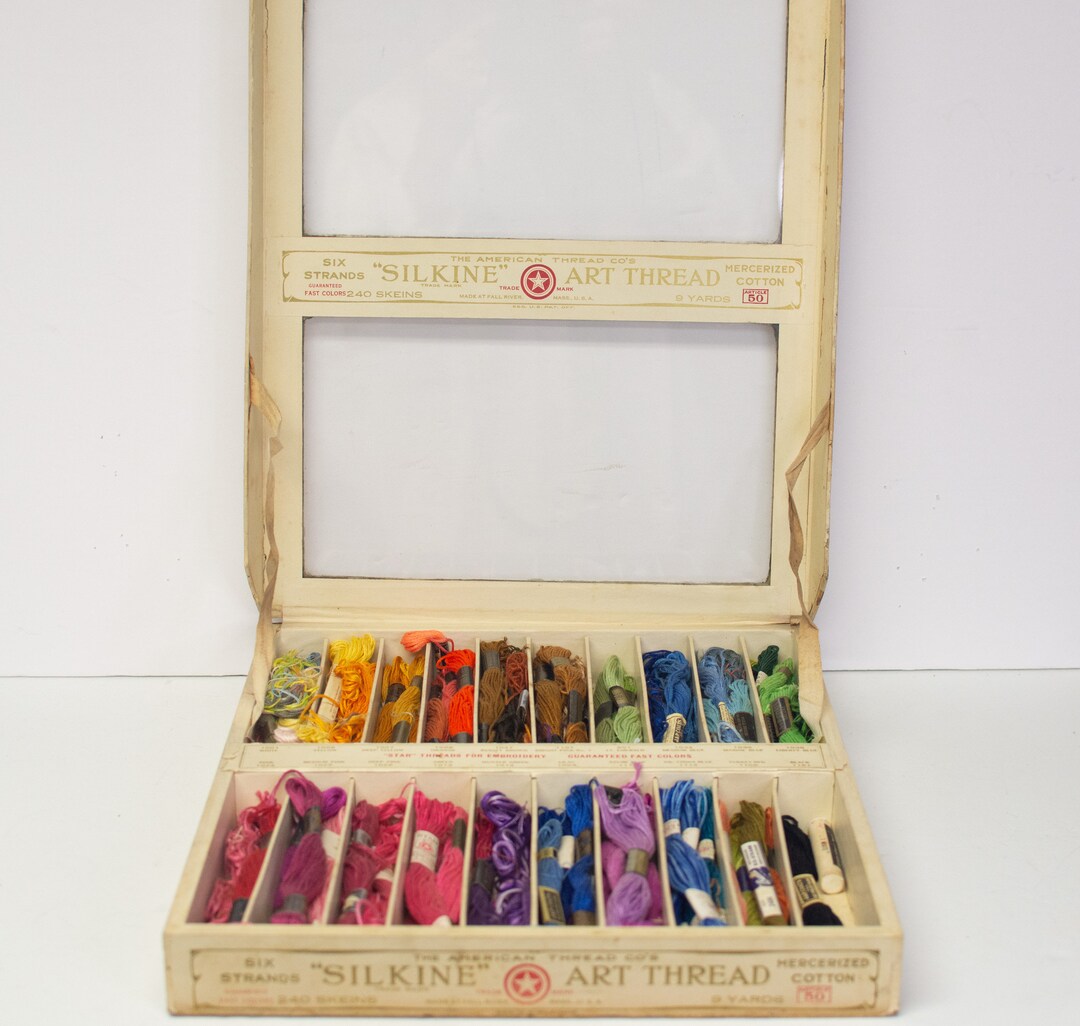 Antique Colorful Store Display Advertising Countertop Thread Display ...