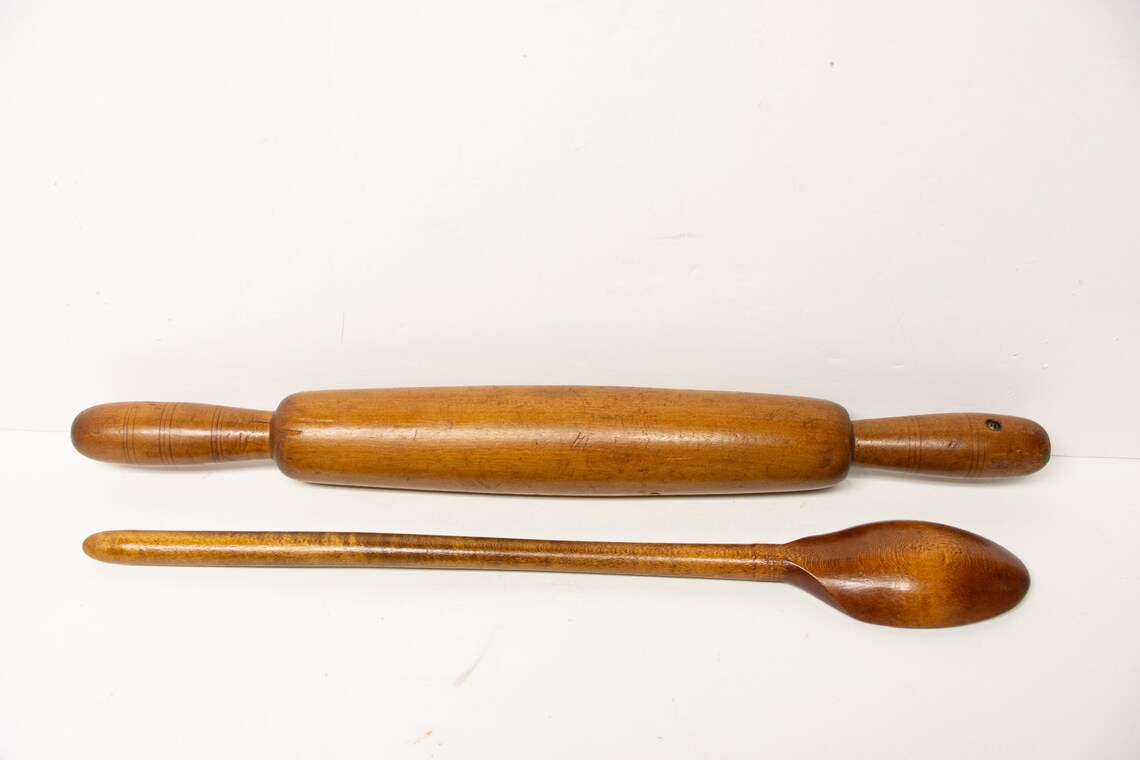 Antique Kitchen Wood Utensils Baking Tools Pastry Dough Rolling Pin and ...