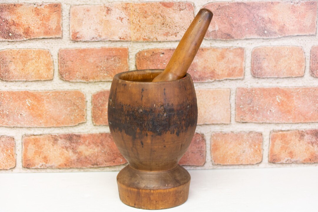 Primitive Antique Wood Burl Mortar & Pestle Farmhouse Cottage Folk Art ...