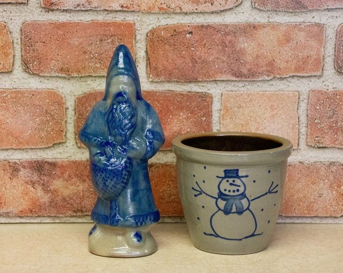 Vintage Saltglaze Stoneware Beaumont Pottery Christmas Santa Figure and ...