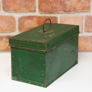Antique Tin Green Painted Storage Box Kitchen Country Primitive ...